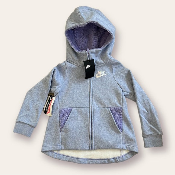 Nike | Shirts & Tops | Nwt Nike Girls Zip Front Purple Fleece Lined ...